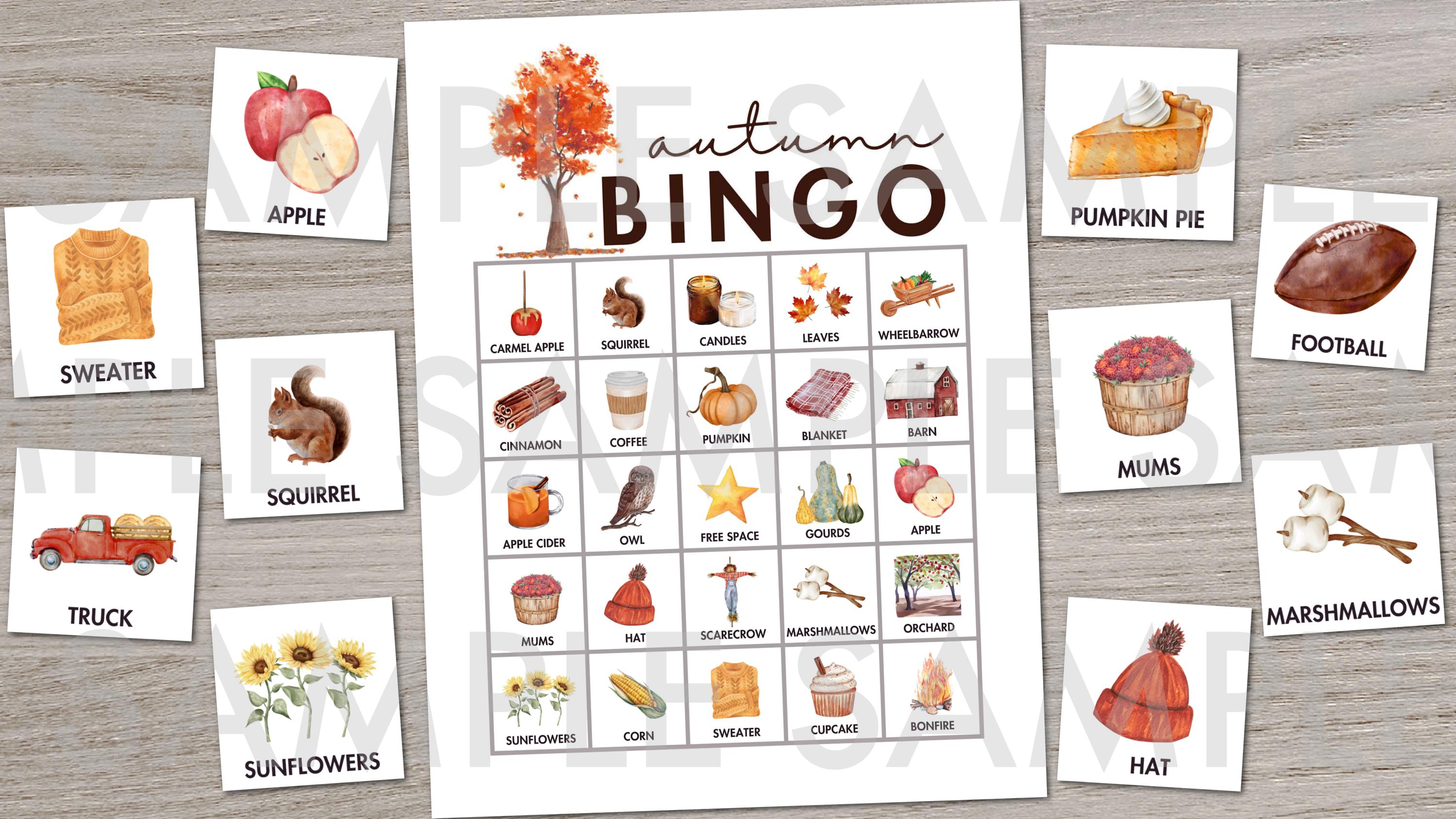 Printable Autumn BINGO | Fall-themed Game, Instant Download, Harvest ...
