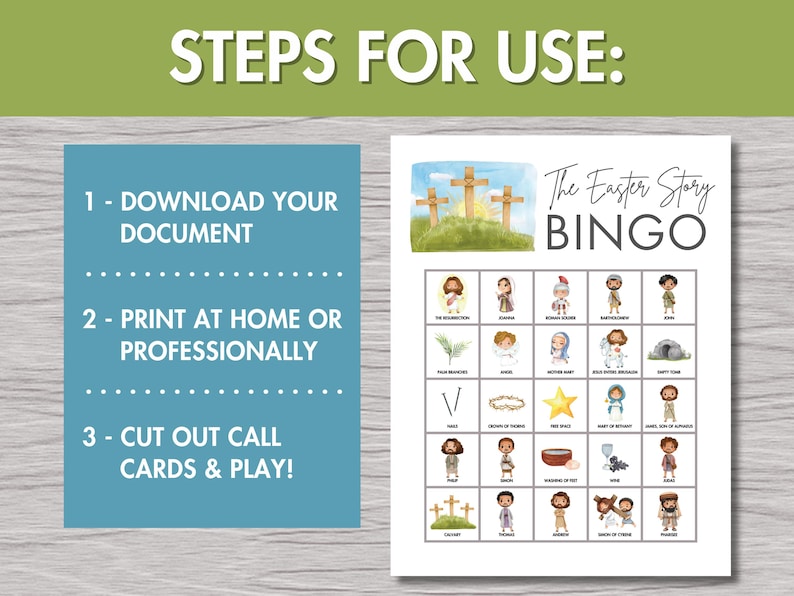 Preschool Easter Bingo: the Easter Story, Kids Spring Party Game ...