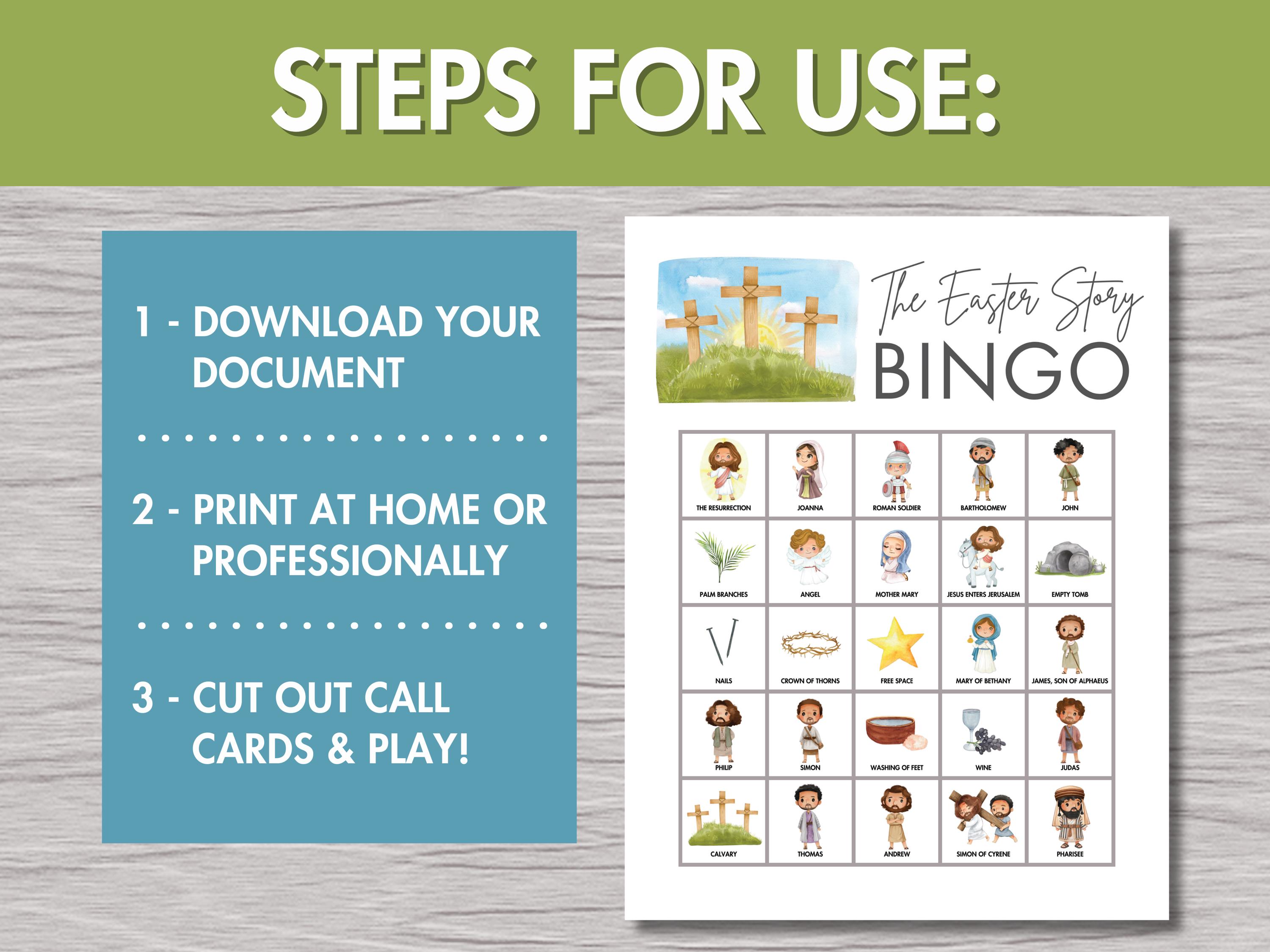 Preschool Easter Bingo: the Easter Story, Kids Spring Party Game ...