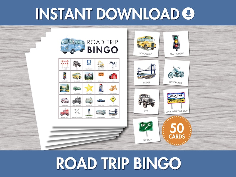 Printable Road Trip Bingo | Family Travel-themed Game, Instant Download ...