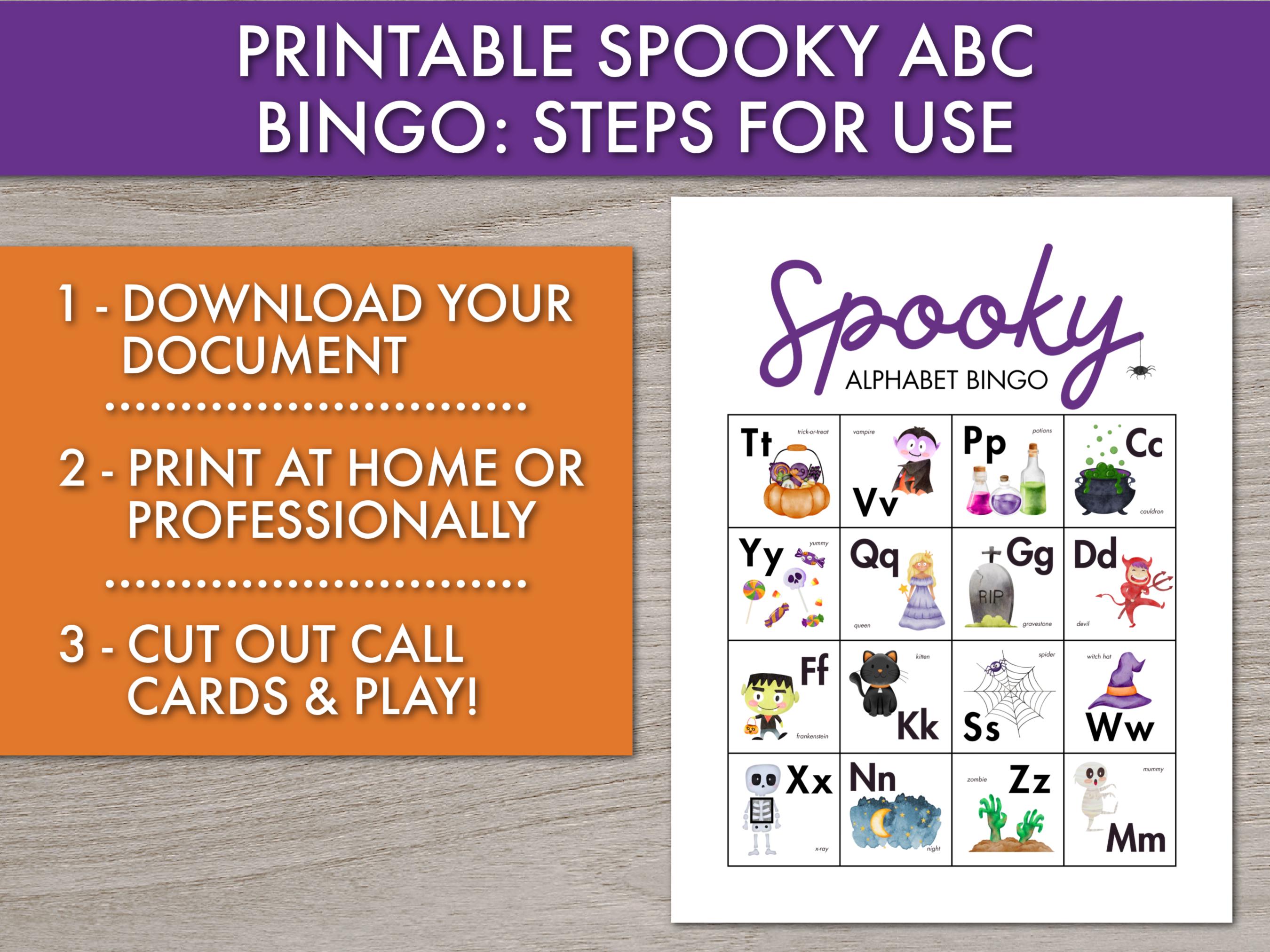 Preschool Spooky ABC Bingo | Kids Alphabet Halloween-themed Learning ...