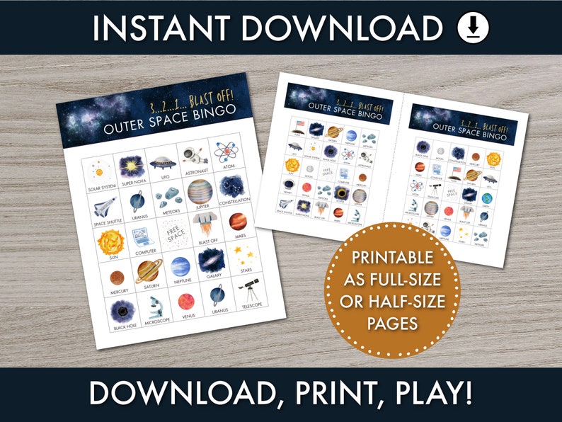 Outer Space Bingo: Kids Astronaut Party Game (digital Download) - Etsy
