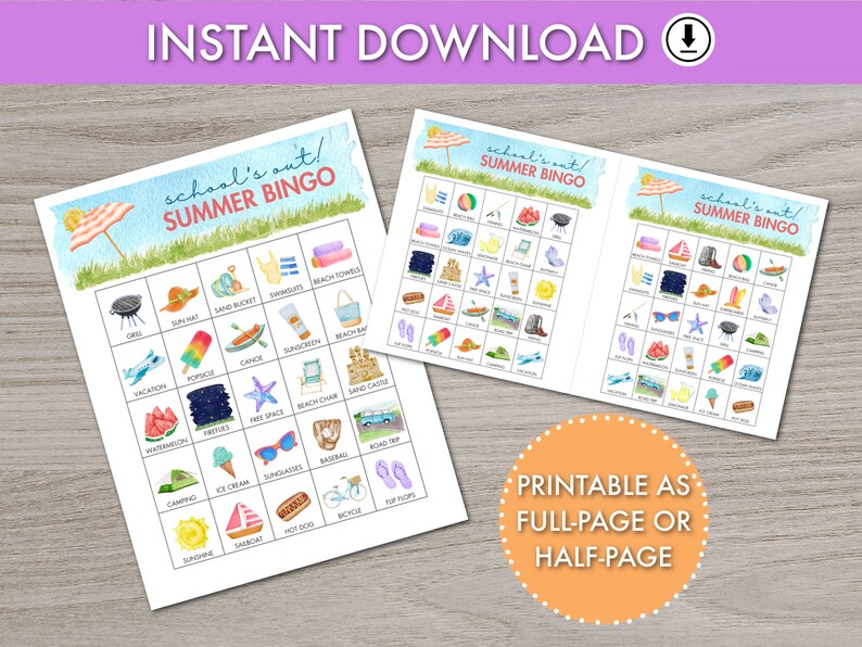 Printable School's Out! Bingo, Kids Summer-themed Party Game, Instant ...
