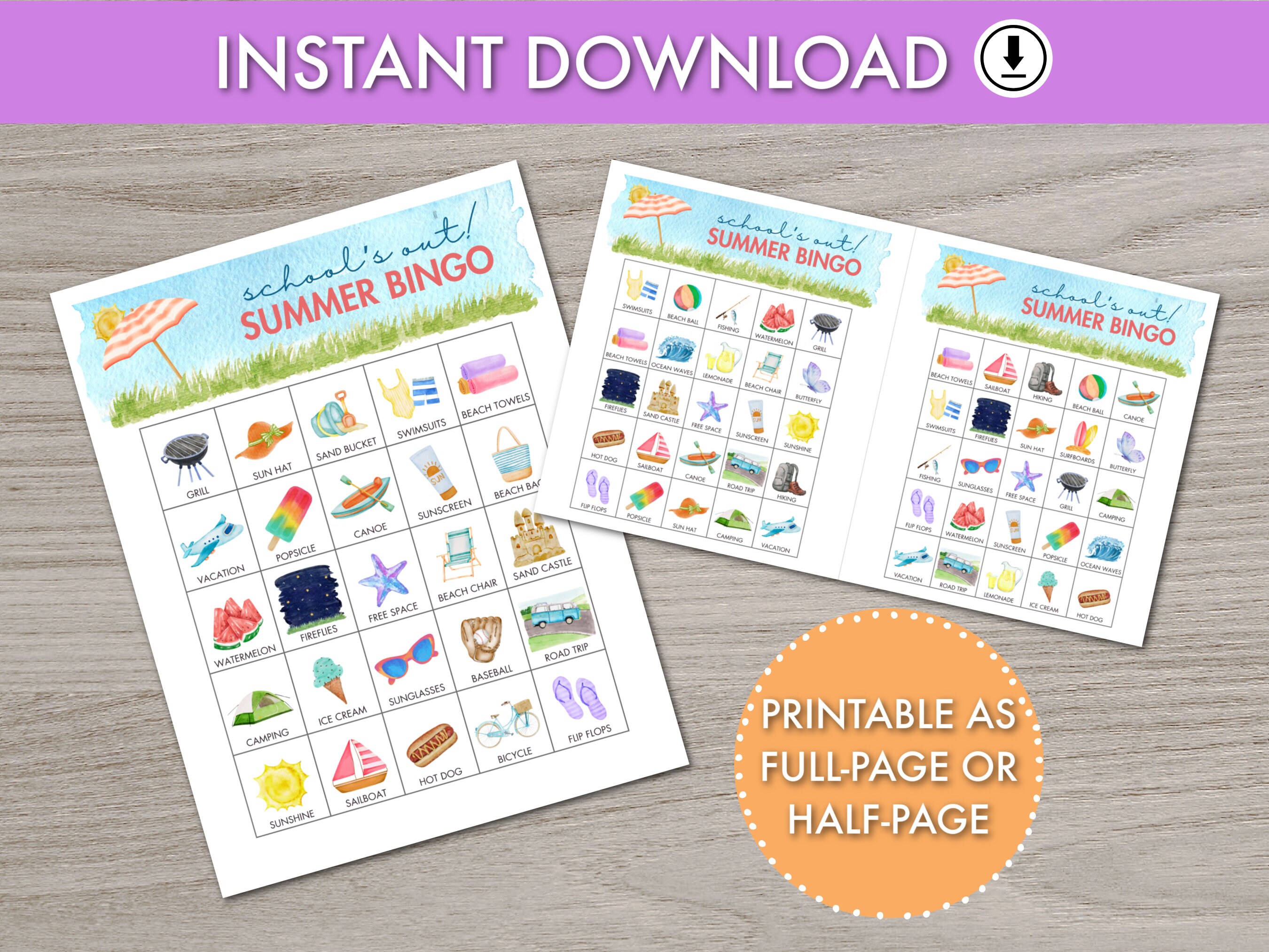 Printable School's Out! Bingo, Kids Summer-themed Party Game, Instant ...