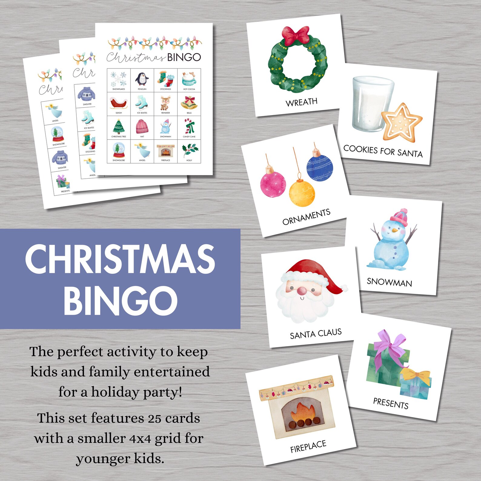 Preschool Christmas Bingo Game: 25 Printable Cards (digital Download ...