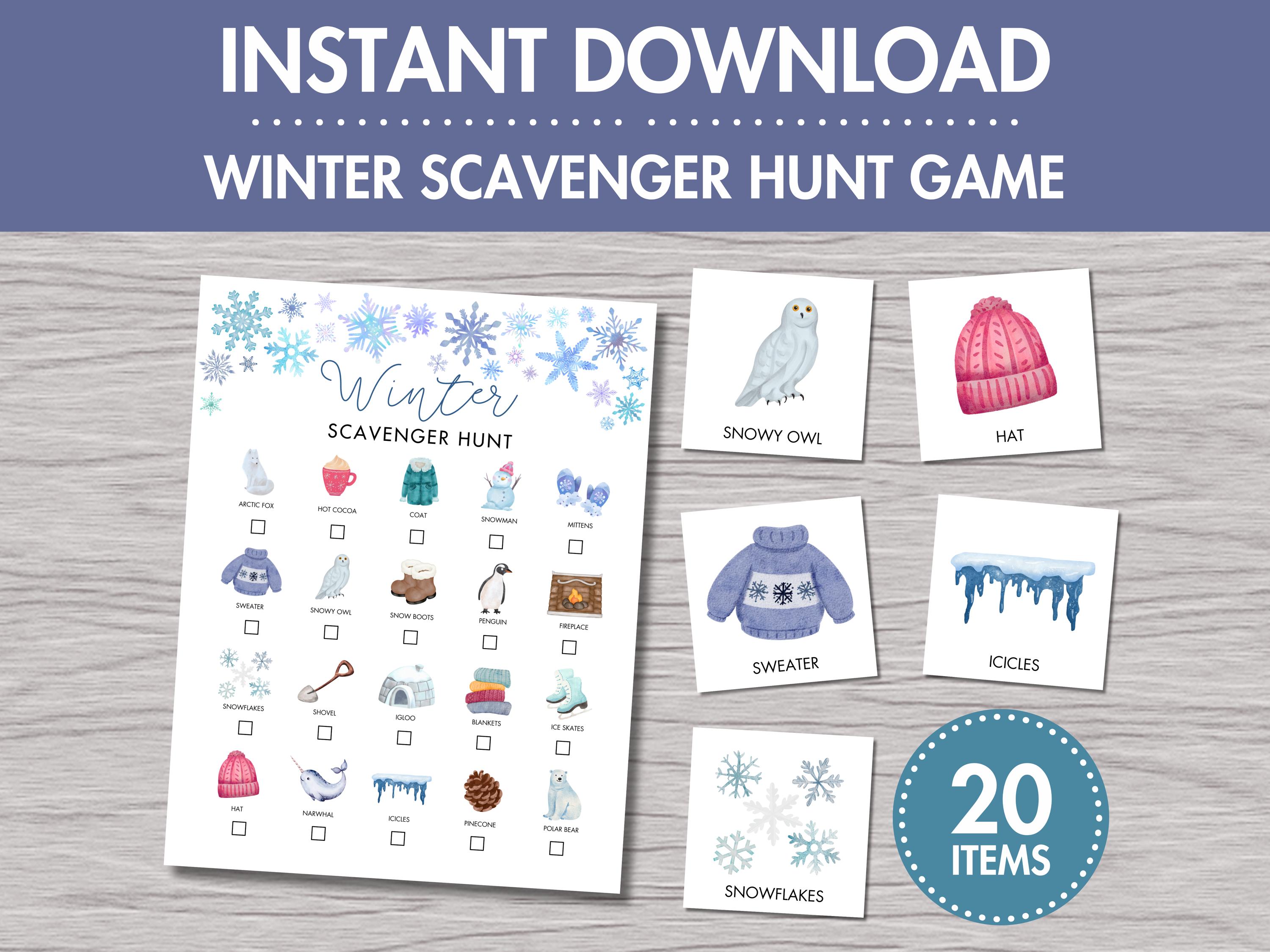 Printable Winter Scavenger Hunt Game | Instant Download, Checklist With ...