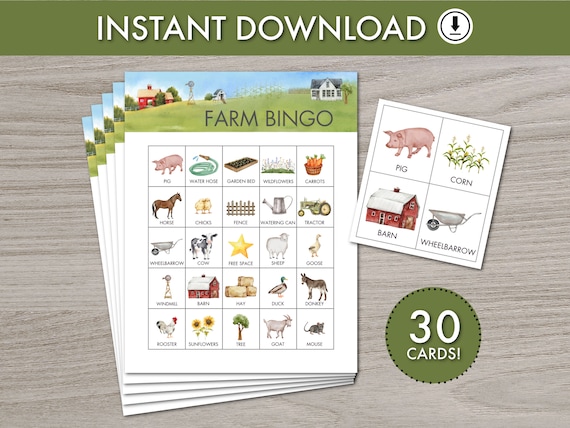 Farm Preschool Bingo Printable