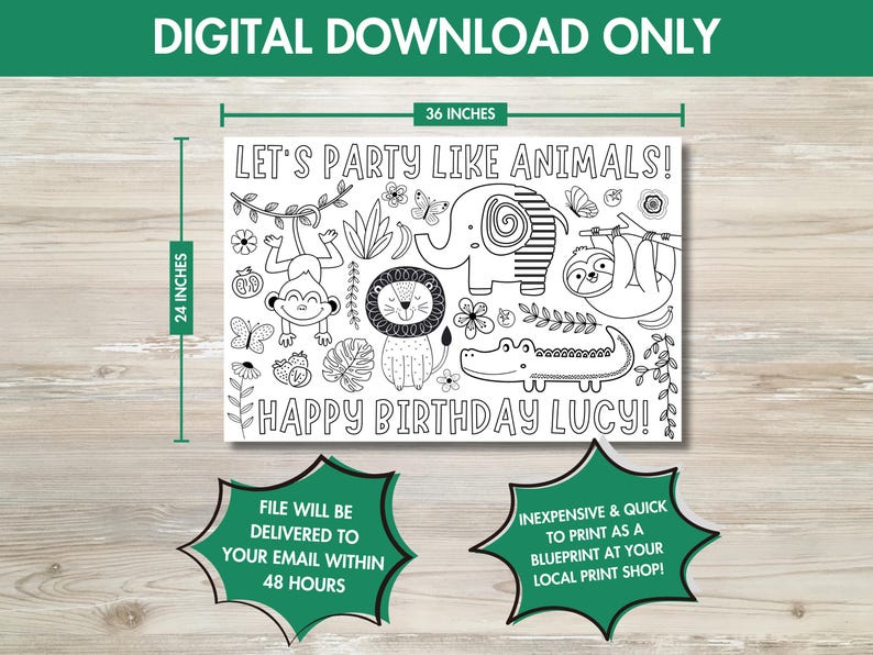 Printable Giant Coloring Poster | Customizable Birthday Coloring Page ...