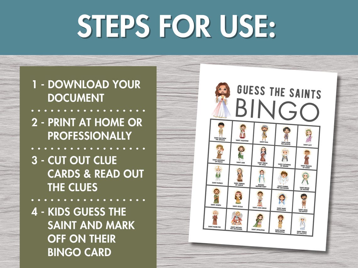 Catholic Saints Bingo Game: All Saints Day Activity (PDF Download - Etsy