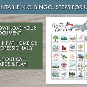 Printable North Carolina Bingo | Kids Party Game, Instant Download ...