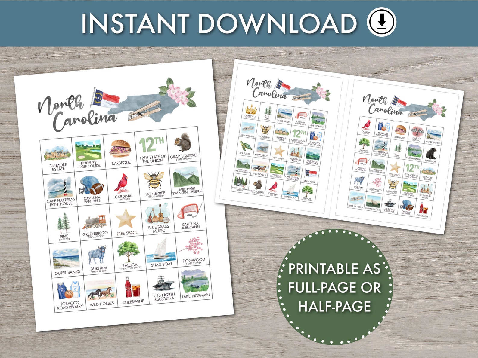 Printable North Carolina Bingo | Kids Party Game, Instant Download ...