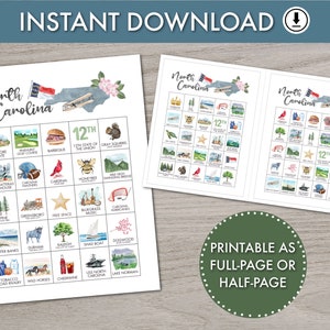 Printable North Carolina Bingo | Kids Party Game, Instant Download ...