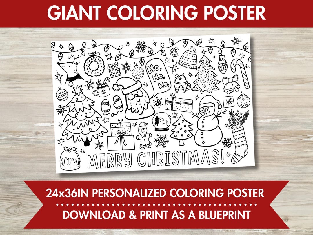 Printable Giant Coloring Poster | Christmas Doodle Coloring Page ...