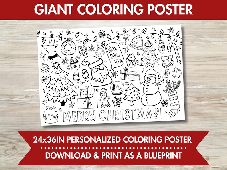 Printable Giant Coloring Poster | Christmas Doodle Coloring Page ...