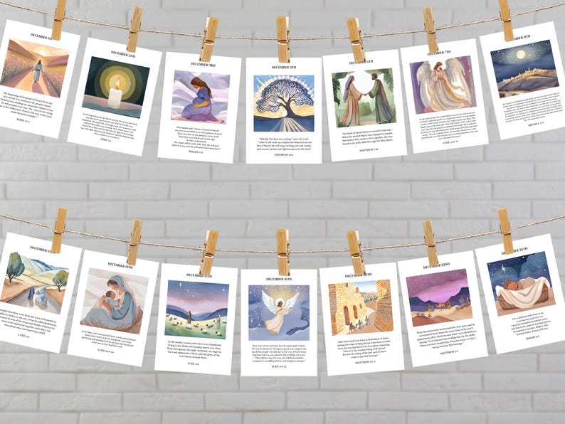 Printable Nativity Story Advent Cards: Religious Scripture Advent ...