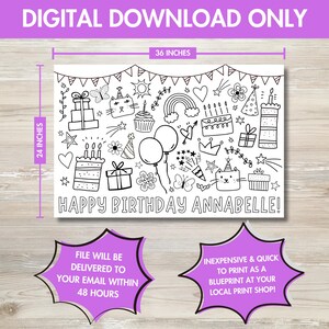 Printable Giant Coloring Poster Customizable Birthday Coloring Page ...