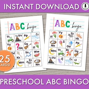 Preschool Alphabet Bingo Game: Watercolor ABC Learning (digital ...