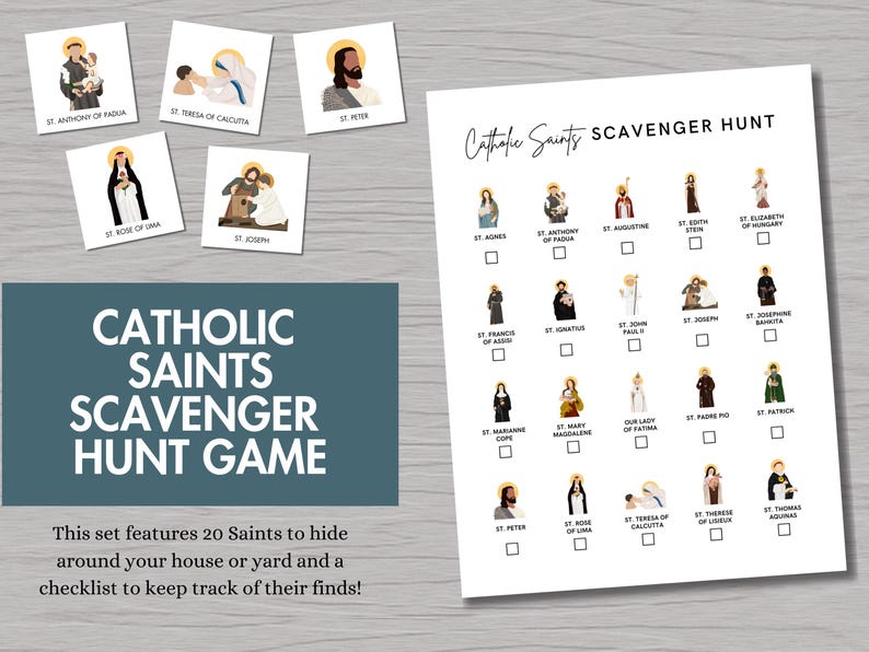 Printable Catholic Saints Scavenger Hunt | All Saints' Day Party Game ...