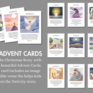 Printable Nativity Story Advent Cards: Religious Scripture Advent ...