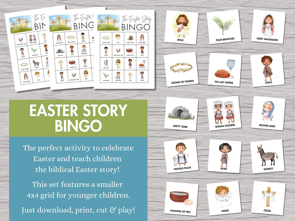 Preschool Easter Bingo: the Easter Story, Kids Spring Party Game ...