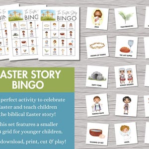 Preschool Easter Bingo: the Easter Story, Kids Spring Party Game ...
