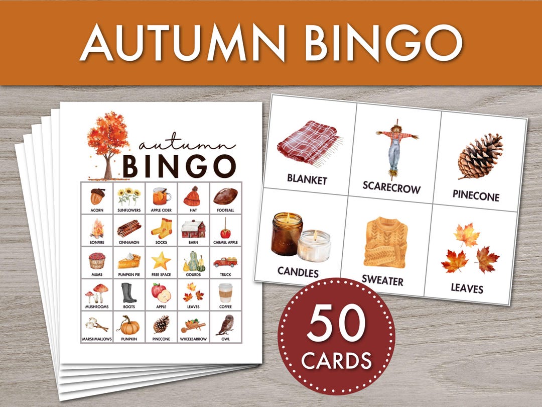Printable Autumn BINGO | Fall-themed Game, Instant Download, Harvest ...