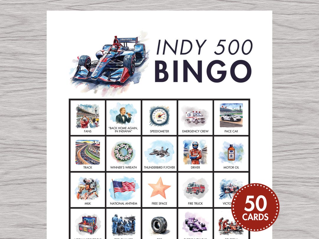 Printable Indy 500 BINGO | Kids Racing-themed Party Game, Instant ...