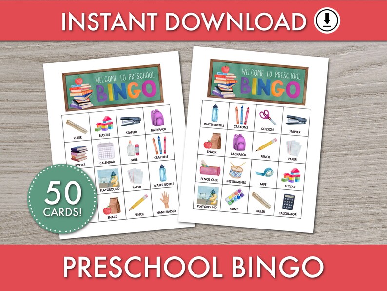 Printable "welcome to Preschool!" Bingo | Kids School-themed Game ...