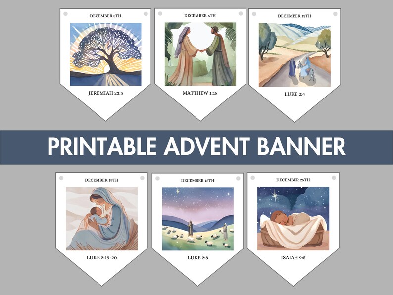 Nativity Story Advent Banner: Religious Scripture Printable (DIY) - Etsy