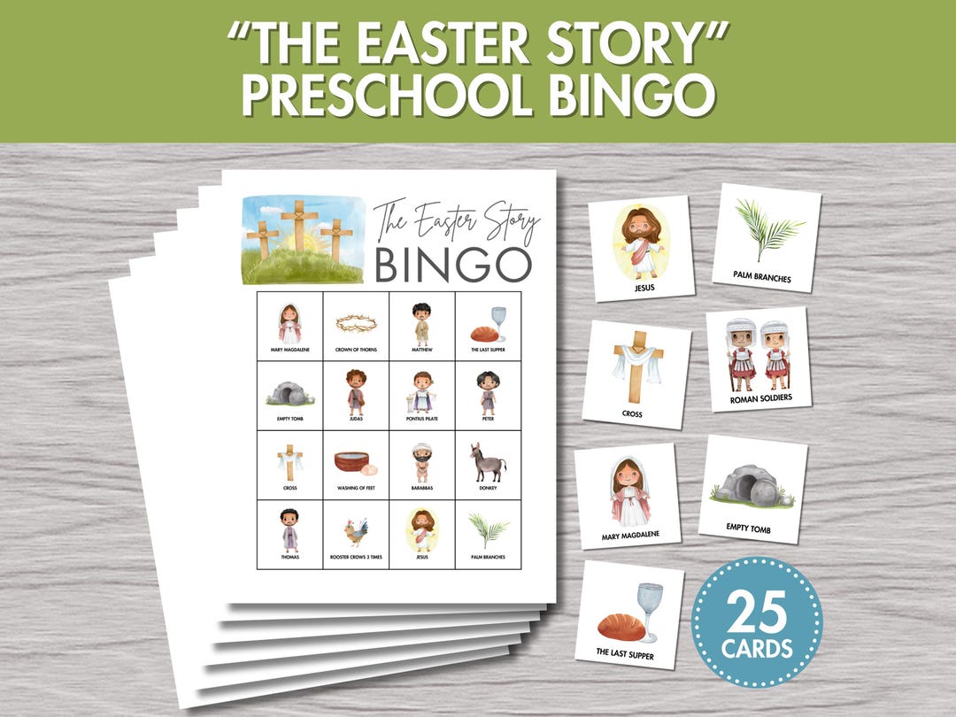 Preschool Easter Bingo: the Easter Story, Kids Spring Party Game ...