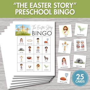 Preschool Easter Bingo: the Easter Story, Kids Spring Party Game ...