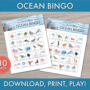 Printable Under the Sea Bingo, Kids Ocean-themed Party Game, Instant ...