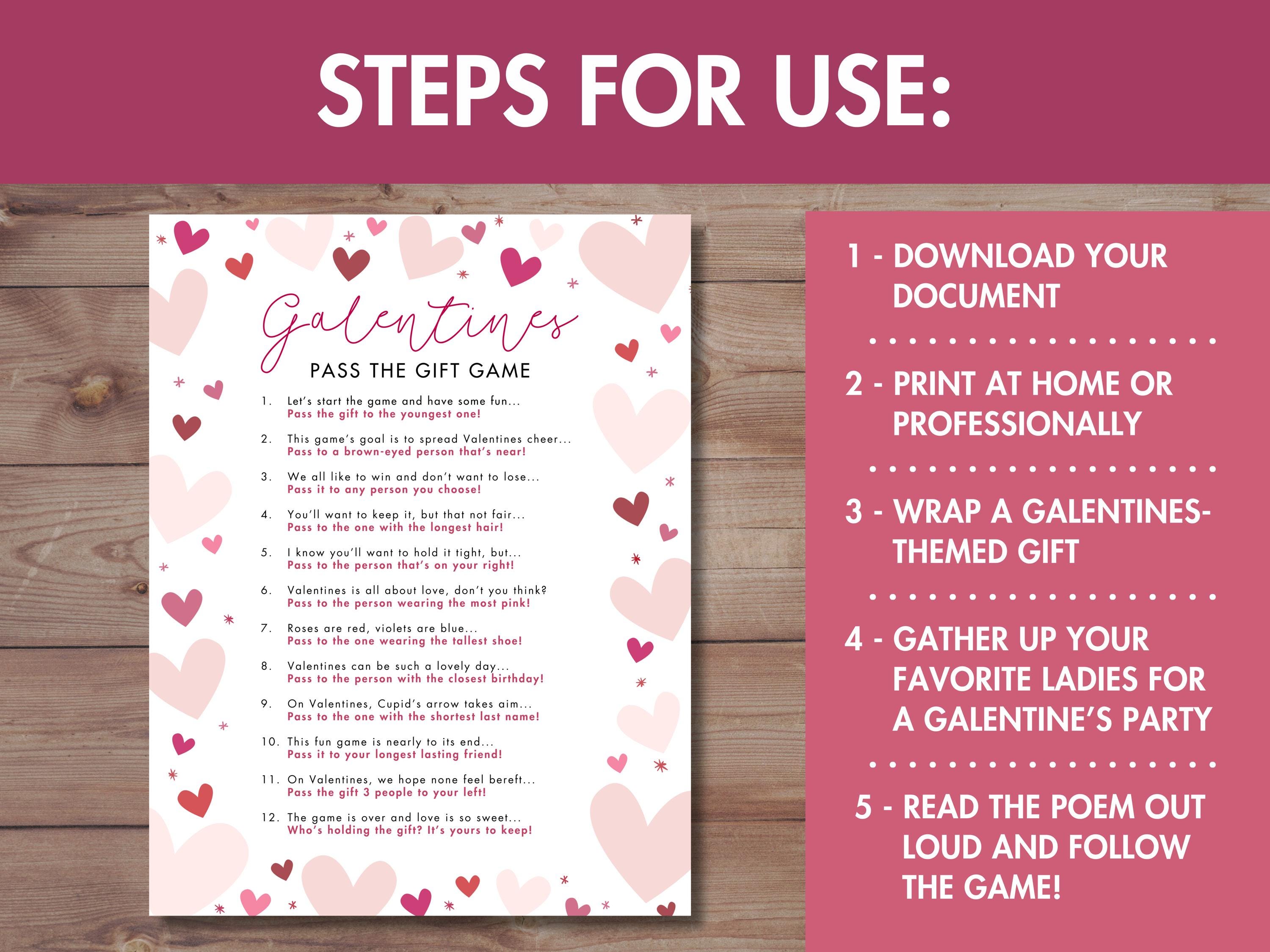 Printable Galentines Pass the Gift Game | Valentines Party Game ...