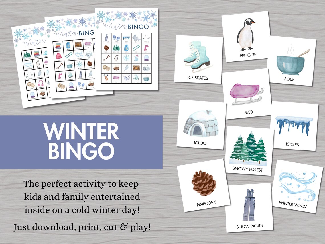 Printable Winter BINGO | Instant Download, Snow Day Activity, Kids ...