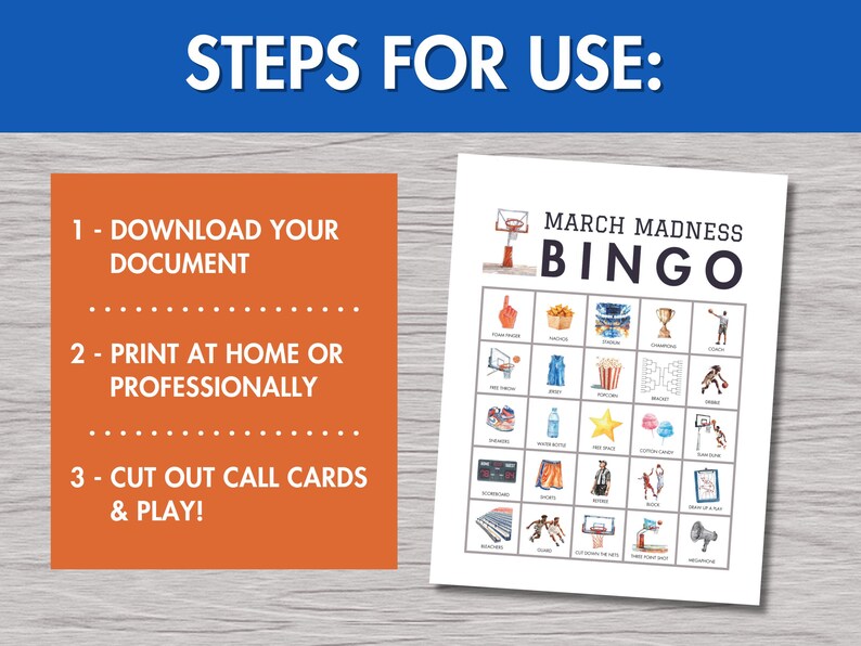 Printable March Madness BINGO | Kids Basketball Party Game, Instant ...