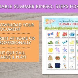 Printable School's Out! Bingo, Kids Summer-themed Party Game, Instant ...