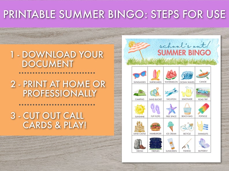 Printable School's Out! Bingo, Kids Summer-themed Party Game, Instant ...