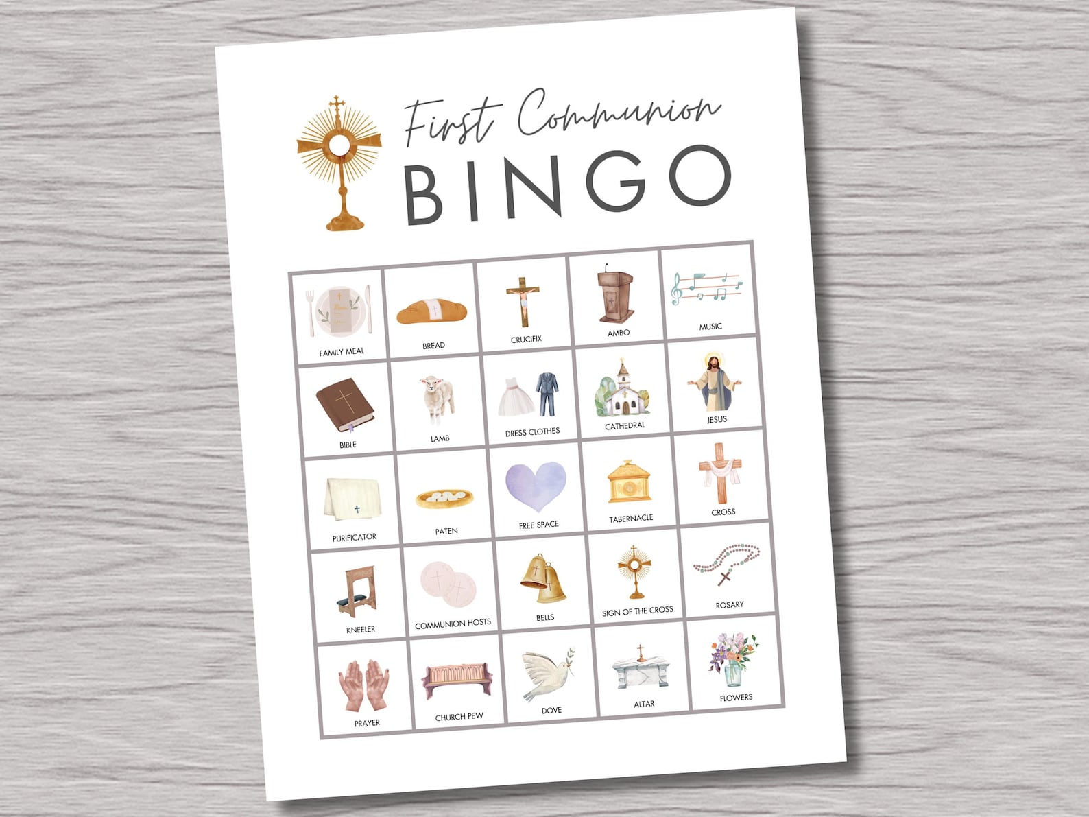 First Communion Bingo Game: Catholic Party Activity (digital Download ...