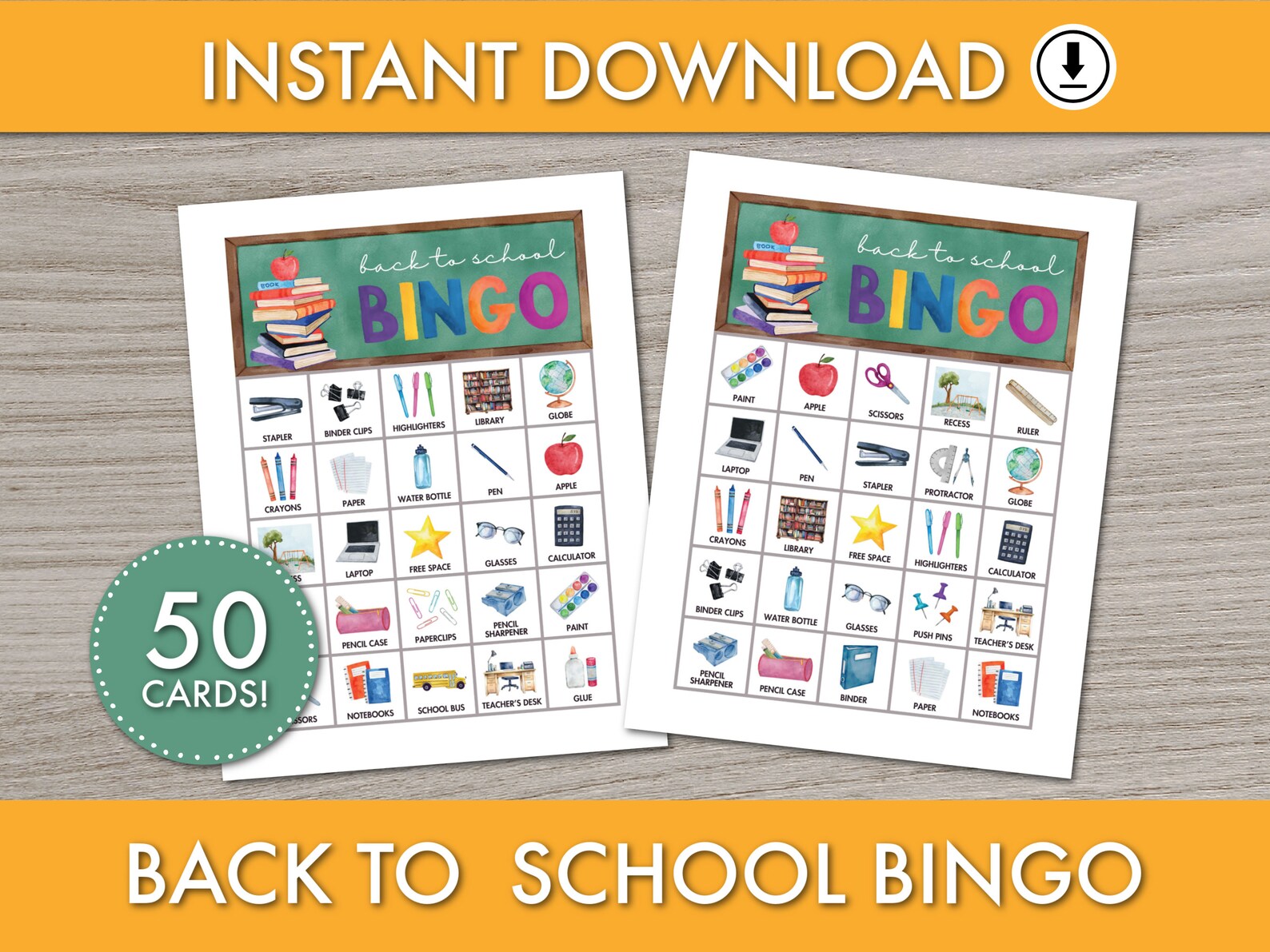 Printable Back to School! Bingo | Kids School-themed Game, Instant ...