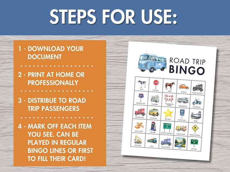 Printable Road Trip Bingo | Family Travel-themed Game, Instant Download ...