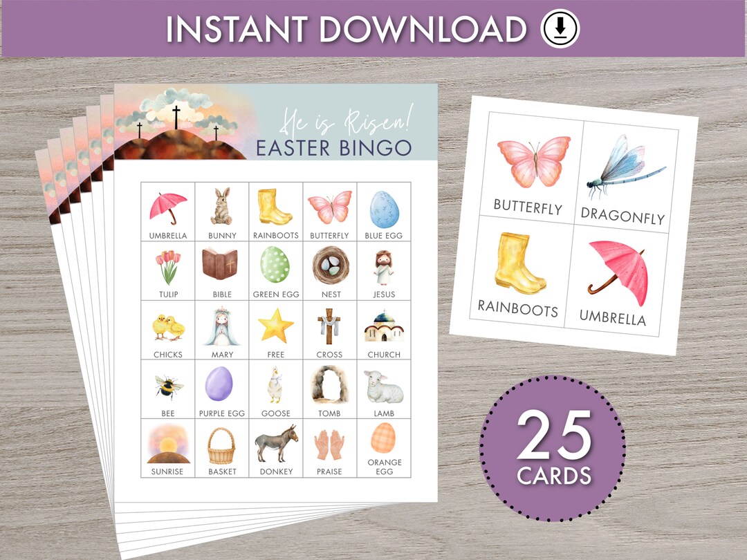 Printable Easter Bingo Game: He is Risen, Kids Classroom Activity (PDF ...