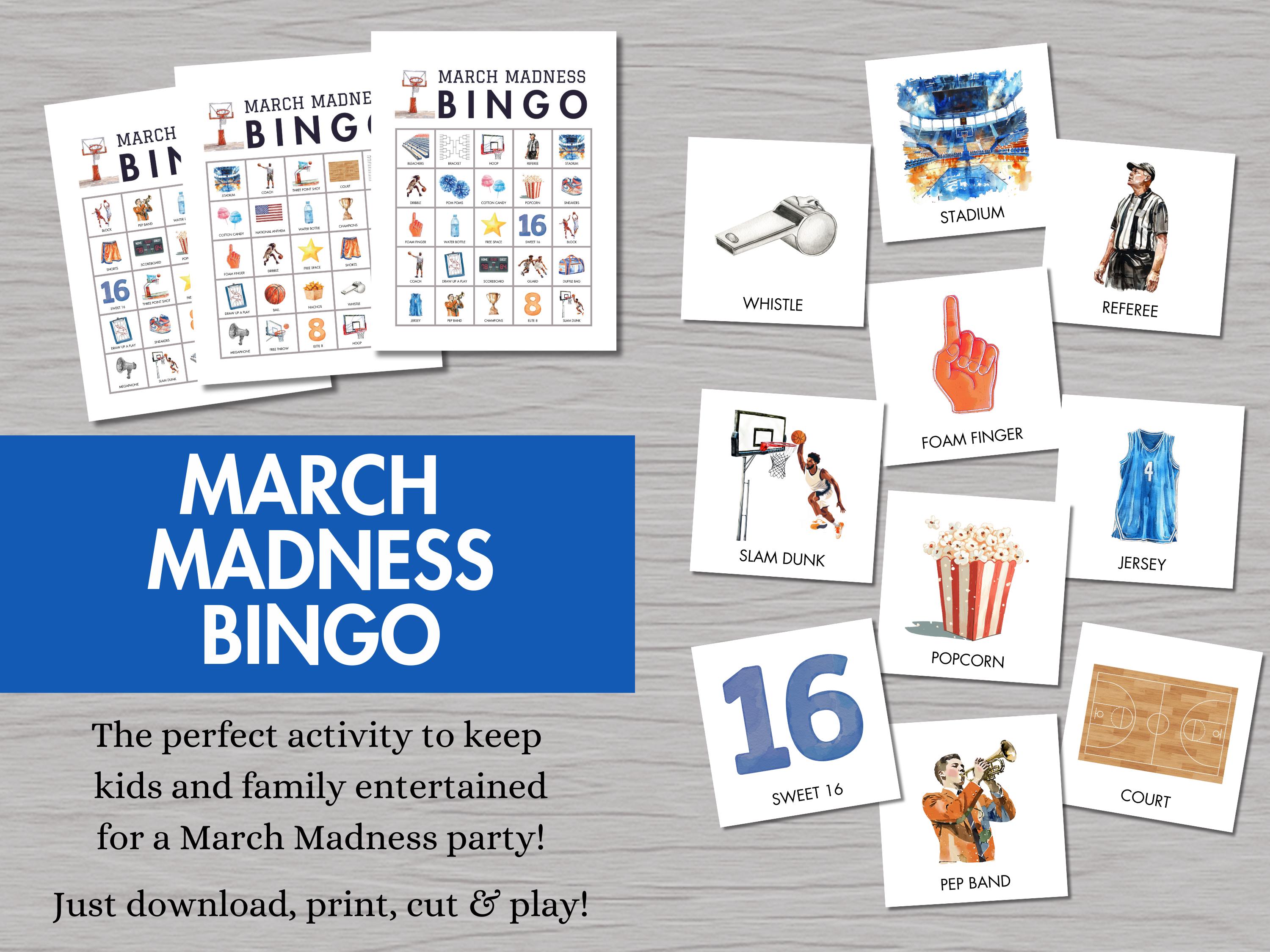 Printable March Madness BINGO | Kids Basketball Party Game, Instant ...
