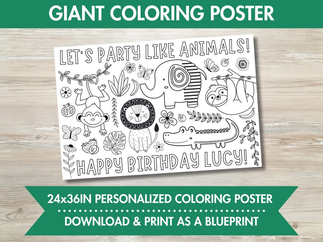 Printable Giant Coloring Poster | Customizable Birthday Coloring Page ...