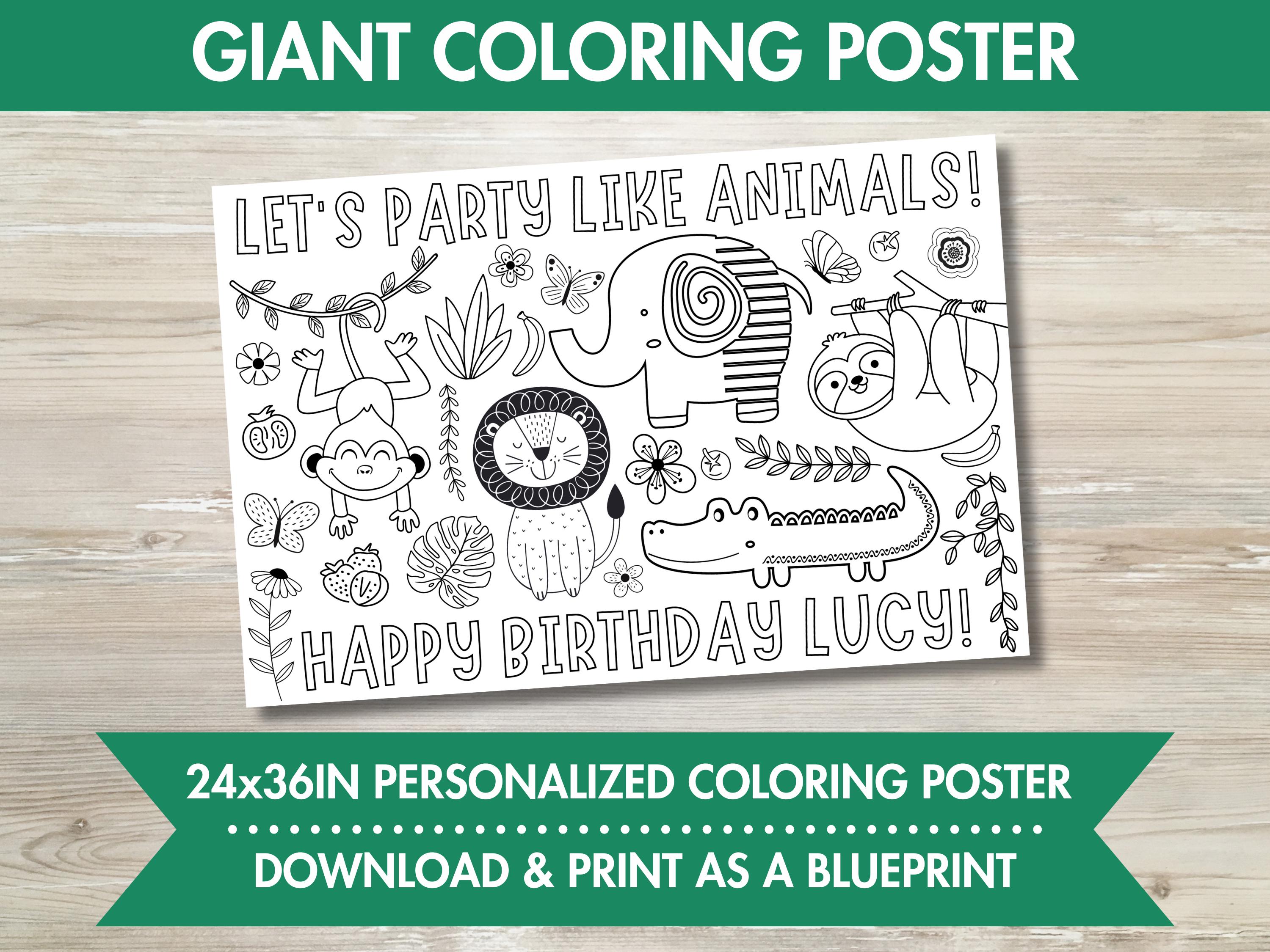 Printable Giant Coloring Poster | Customizable Birthday Coloring Page ...