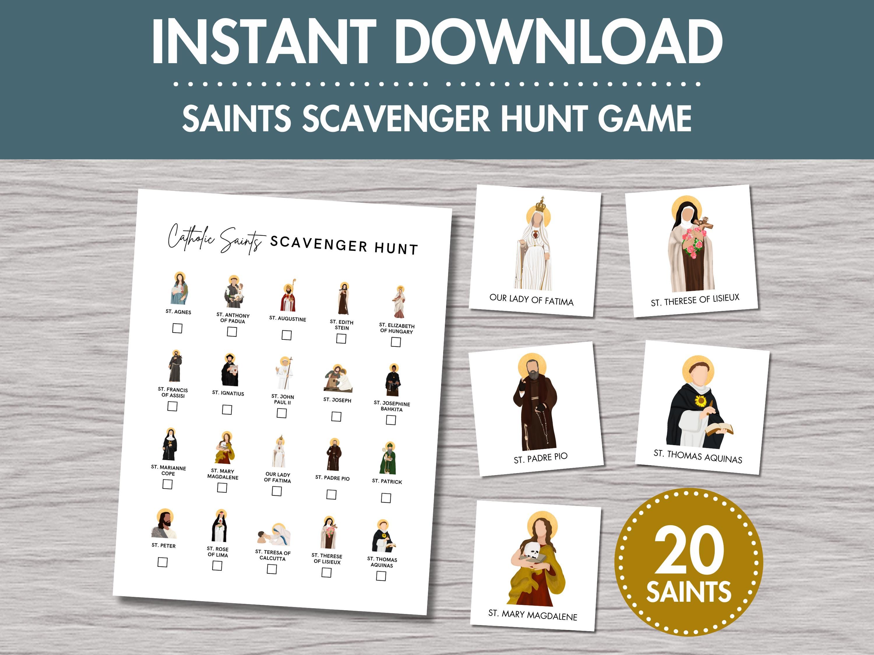 Printable Catholic Saints Scavenger Hunt | All Saints' Day Party Game ...