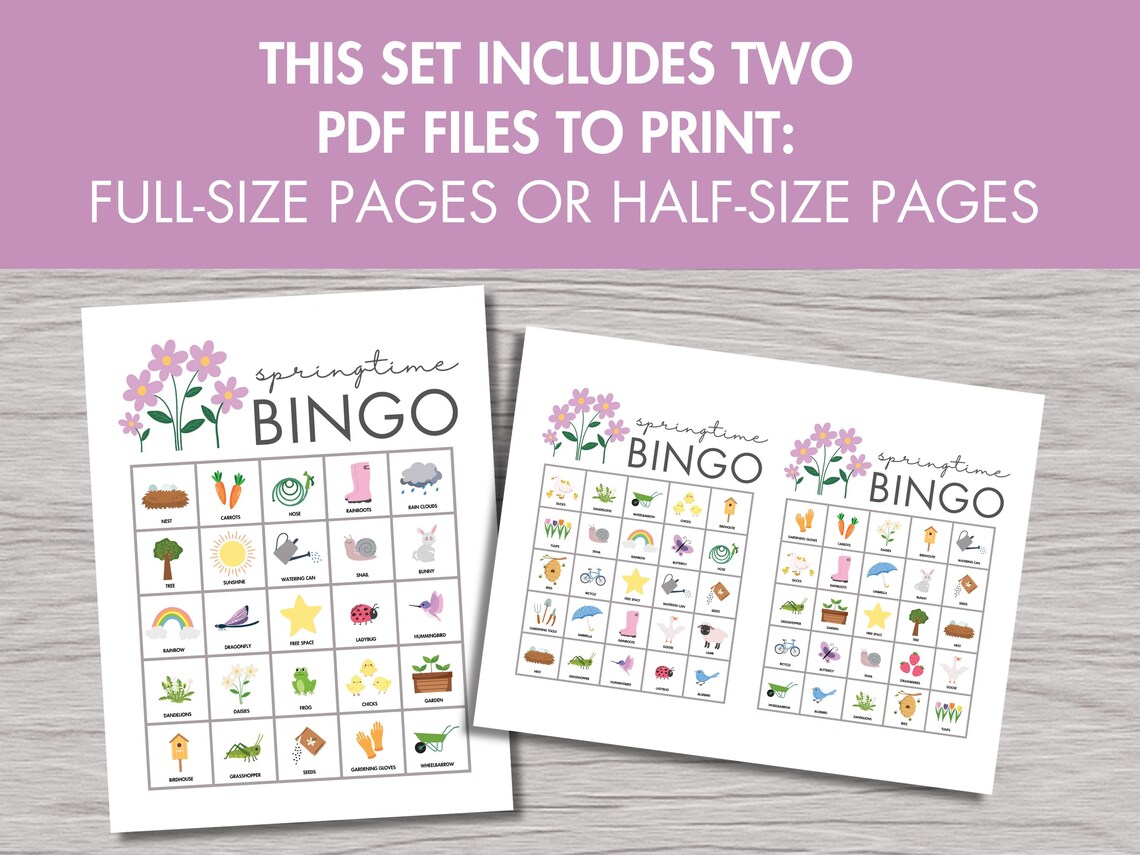 Printable Springtime Bingo | Spring-themed Bingo, Kids Spring Party ...
