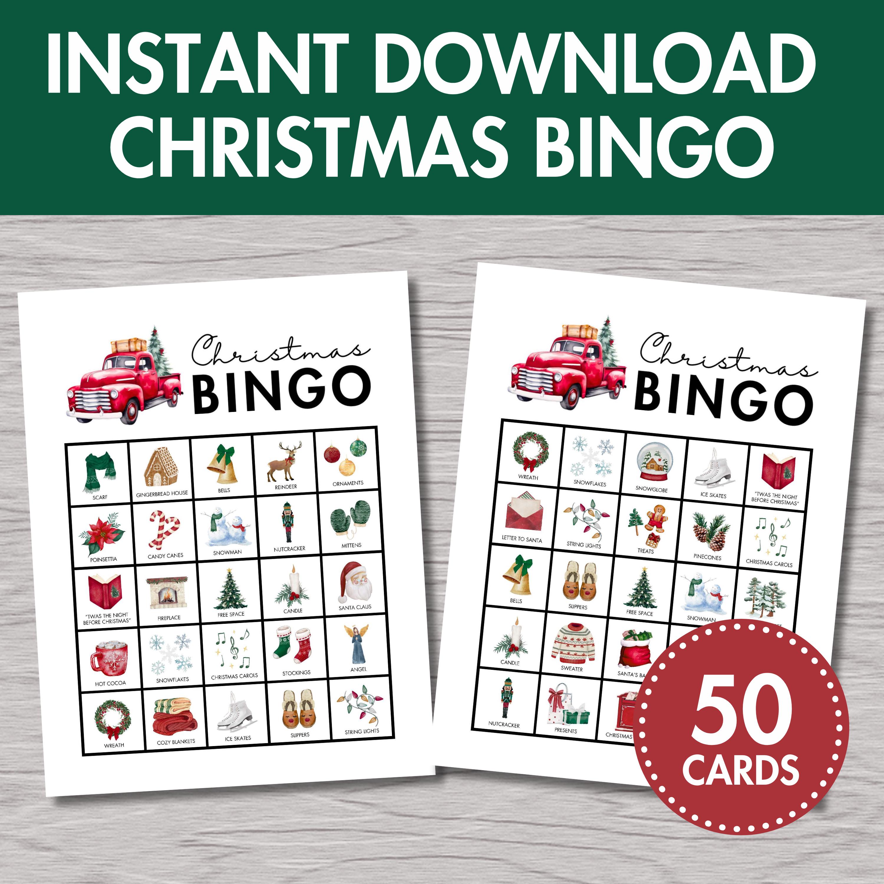 Printable Christmas Bingo Game: Modern Holiday Party Activity, 50 Cards ...