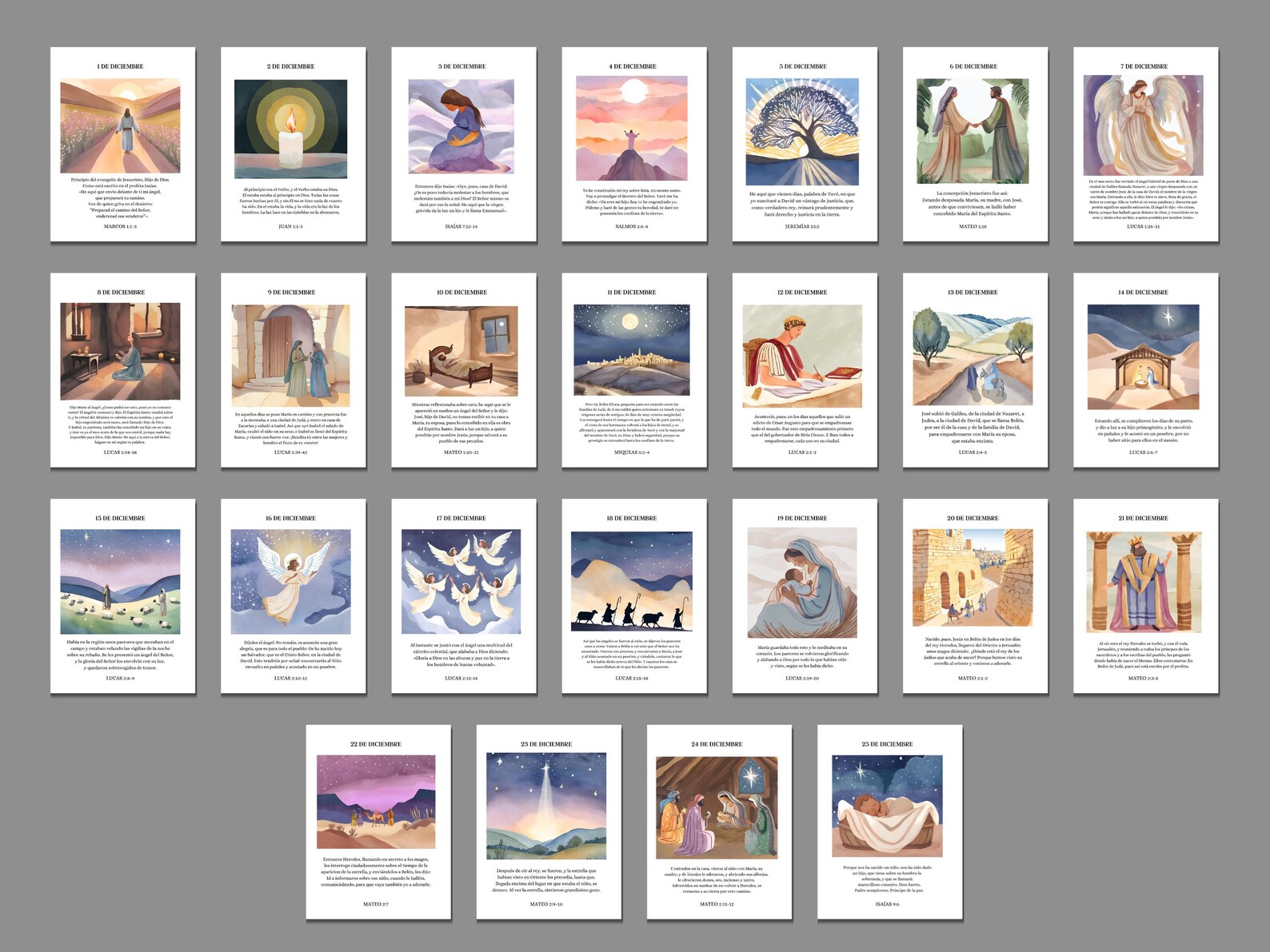 SPANISH Printable Advent Cards | 25 Tarjetas Para Adviento, Calendario ...