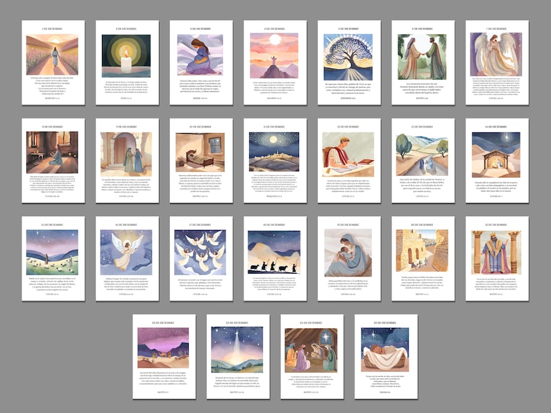 SPANISH Printable Advent Cards | 25 Tarjetas Para Adviento, Calendario ...