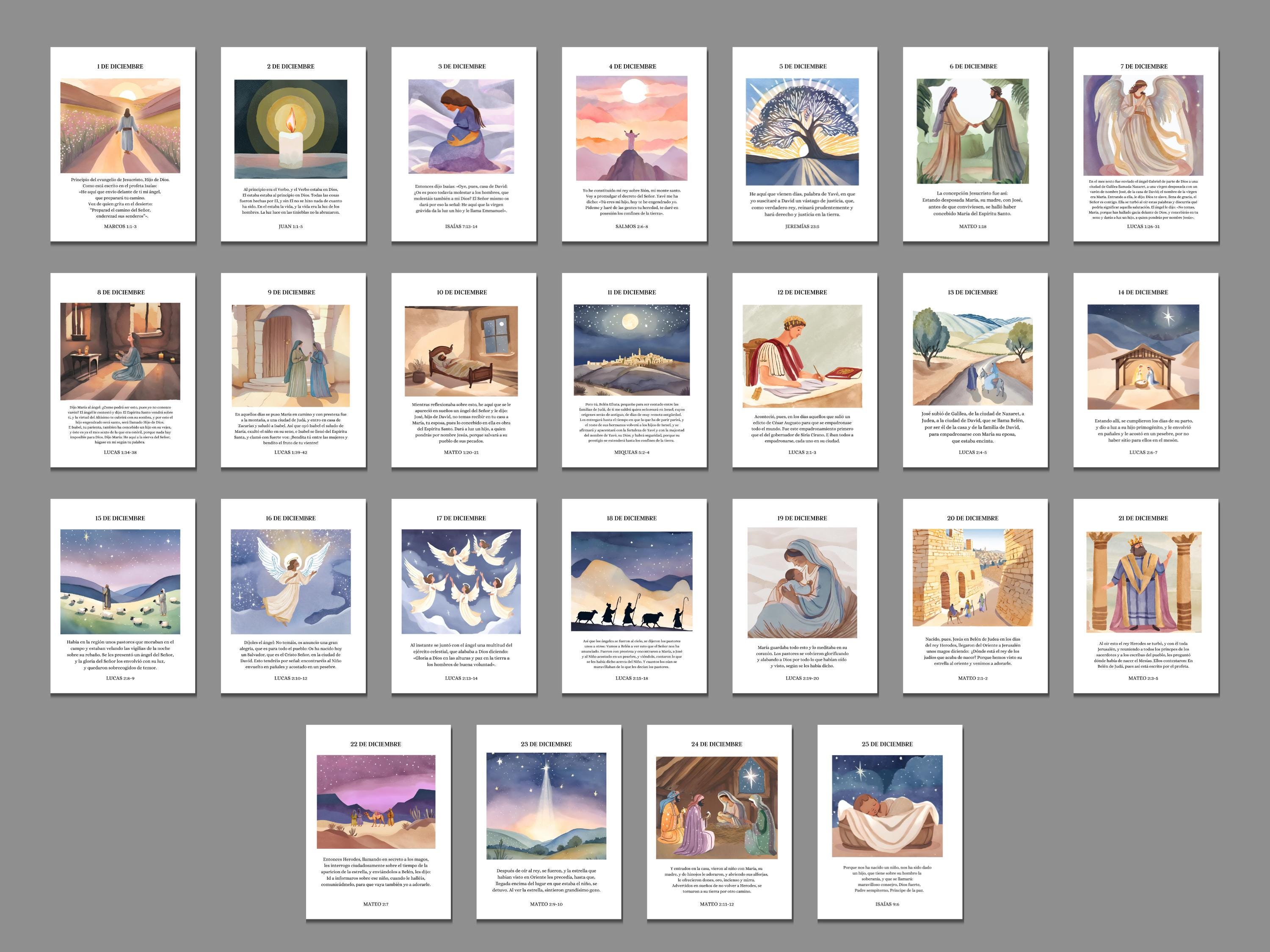 SPANISH Printable Advent Cards | 25 Tarjetas Para Adviento, Calendario ...